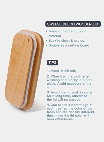 Sweese 324.104 Large Butter Dish with Knife - Airtight Butter Keeper Holds Up to 2 Sticks of Butter - Porcelain Container with Beech Wooden Lid, Red