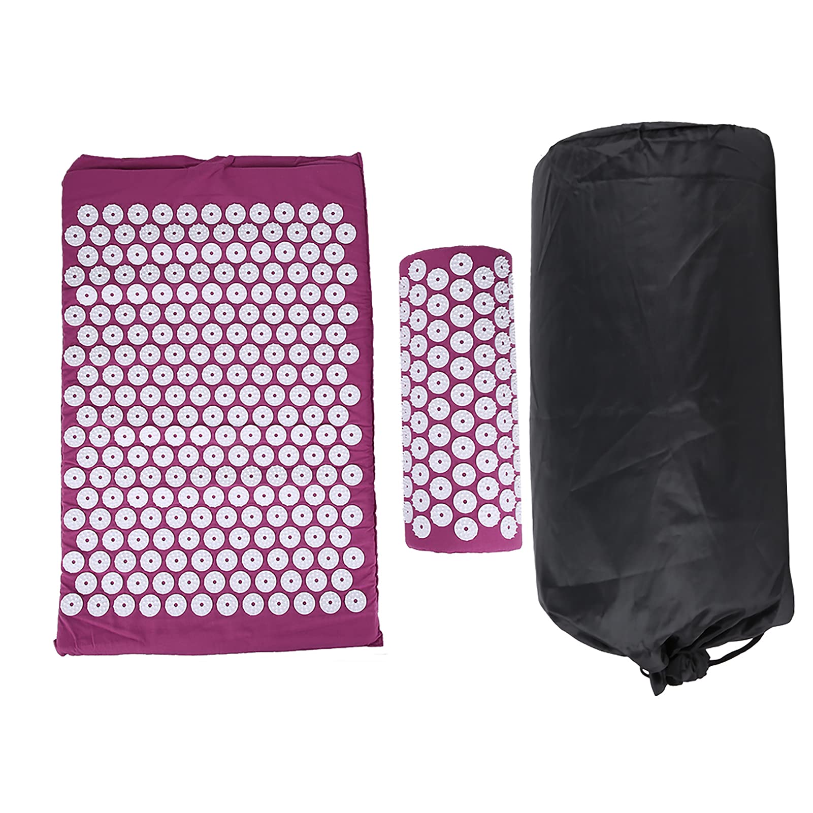 Vifemify Acupressure Cushion Pillow Set Acupuncture Massage Yoga mat Pain Relief with Tote Bag Convenient and Practical(Purple)