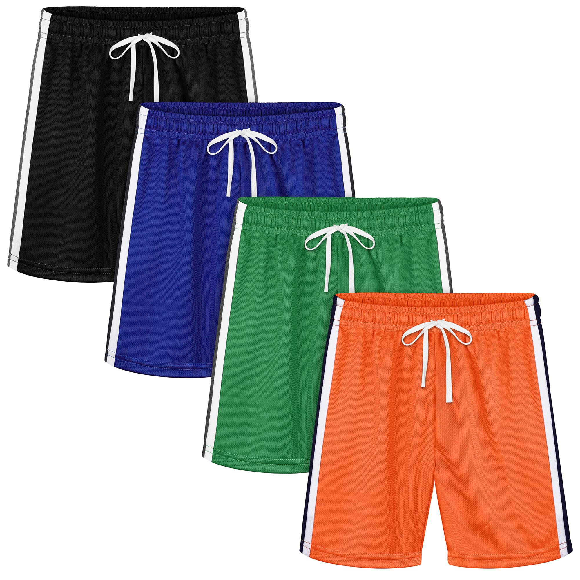 Resinta 4 Pack Toddler Boy Mesh Active Shorts Quick Dry Athletic Performance Basketball Soccer Shorts for Kids