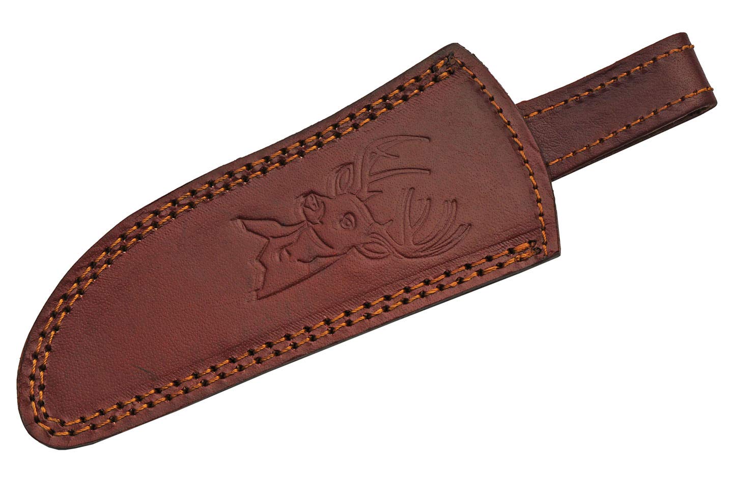 Szco Supplies 8.5” Stag Handle Damascus Steel Fixed-Blade Knife Outdoor Hunting Knife with Sheath