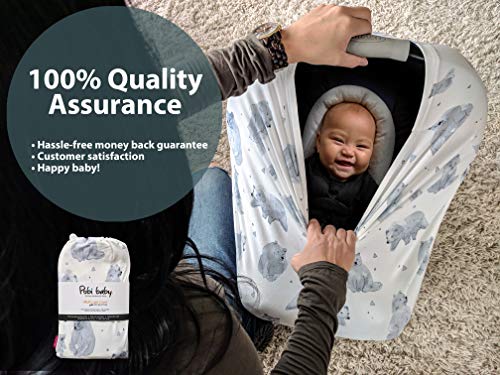 Pobi Baby Car Seat Covers and Nursing Cover - Soft and Stretchy Unisex Pattern (Buddy)
