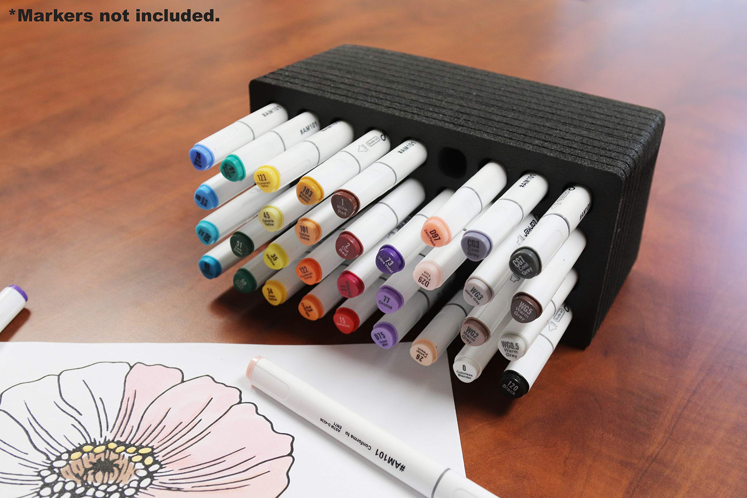 Polar Whale Art Marker Storage Tray Organizer Pen Pencil Brush Storage Design Stand Supply Horizontal Storage Non-Scratch Non-Rattle Washable Compatible with Copic and More Holds 36
