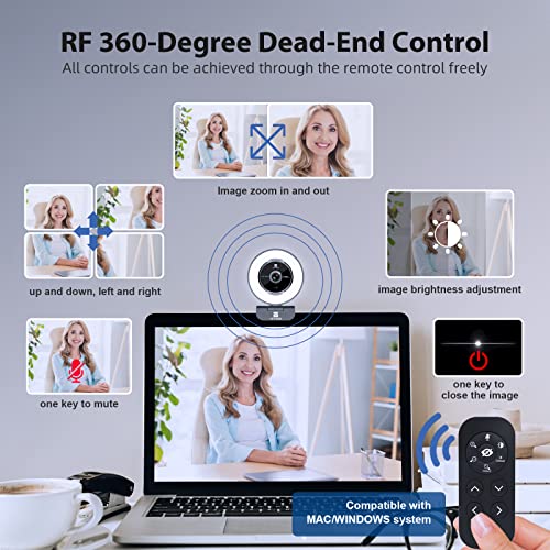 VITADE Zoomable Webcam with Remote Control, 1080P 60FPS Streaming Webcam with Adjustable Ring Light and Tripod, Pro USB 5X Digital Zoom Webcam for Zoom/Skype Teams/Laptop/Mac Windows