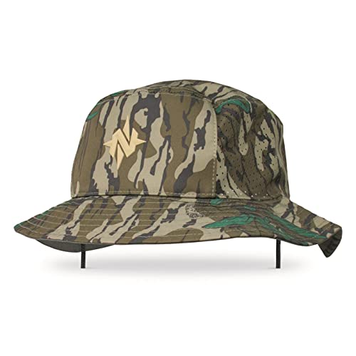 Nomad Mens Bucket Hat | Anti-Glare & Moisture Wicking Hunting Hat, Mossy Oak Bottomland, One Size