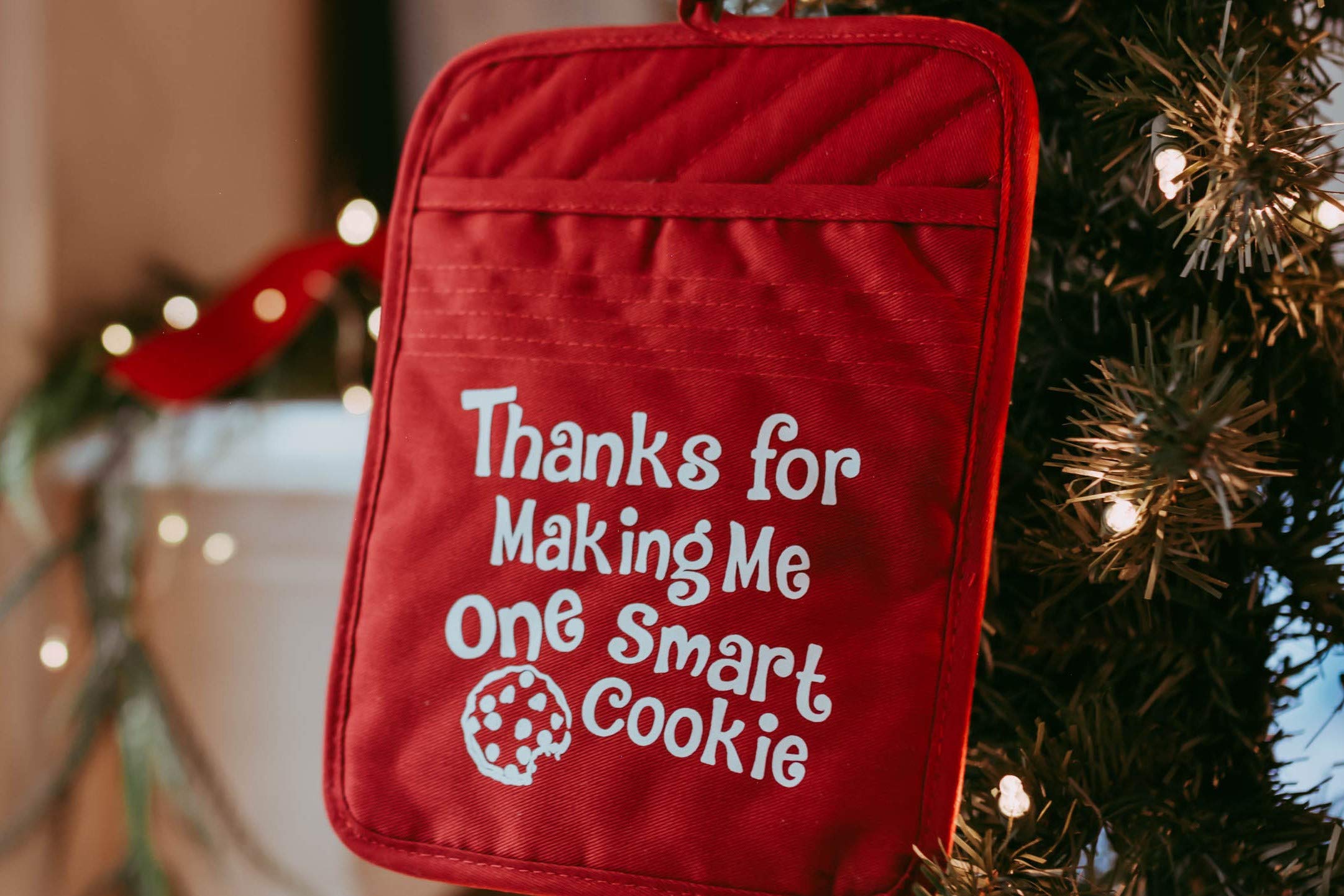 Teacher Appreciation Gift for Women - Thank You Present Potholder - One Smart Cookie Oven Mitt - Set of 2 (One Smart Cookie)