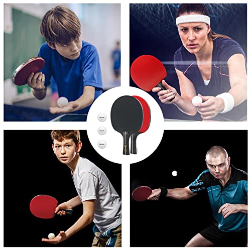 Senston Ping Pong Paddles, Premium Table Tennis Racket Set of 2 with 3 Balls Indoor/Outdoor