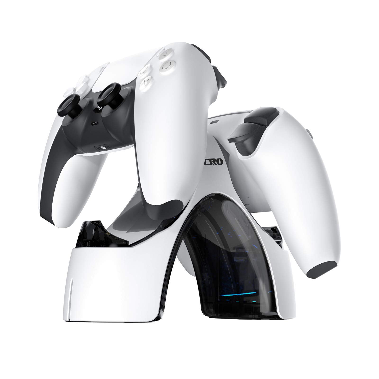 PS5 Controller Charger, Zacro PS5 Charger Dual USB Fast Charging for Sony Playstation 5/PS5 Controller, Controller Charger Dock Station with LED Indicator, White
