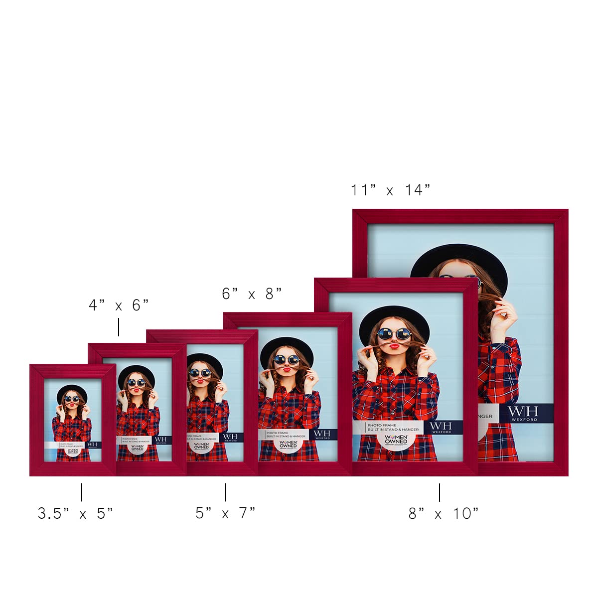 Renditions Gallery 5x7 inch Picture Frame Set of 2 High-end Modern Style, Made of Solid Wood and High Definition Glass Ready for Wall and Tabletop Photo Display, Red Frame