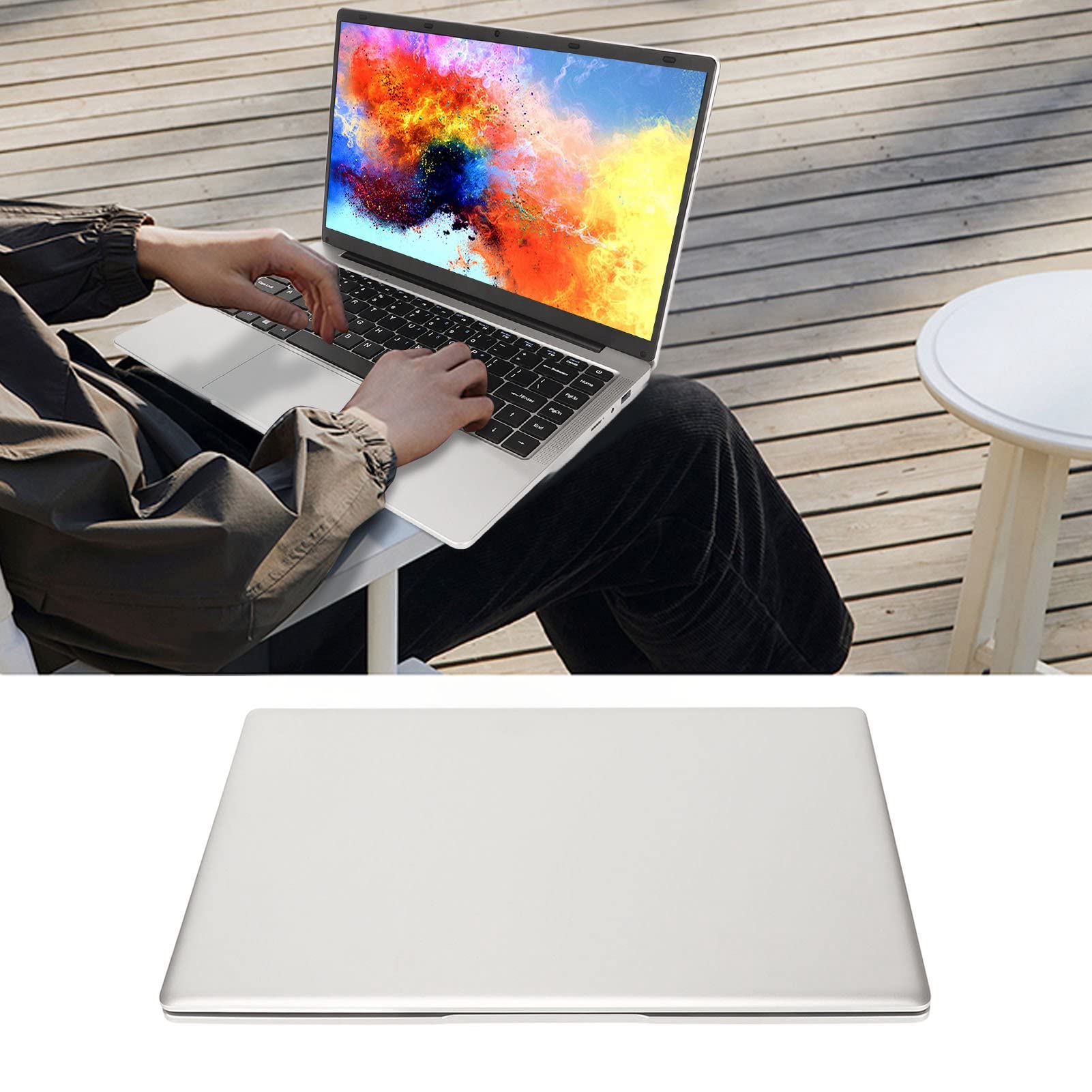 PUSOKEI Ultra Thin Laptop Computer, 14in IPS FHD Display, Celero J4105 Processor, 6GB RAM 128GB SSD, UHD Graphics, Webcam, 2.4G/5G WiFi, Bluetooth, Dual Speaker, Windows 11