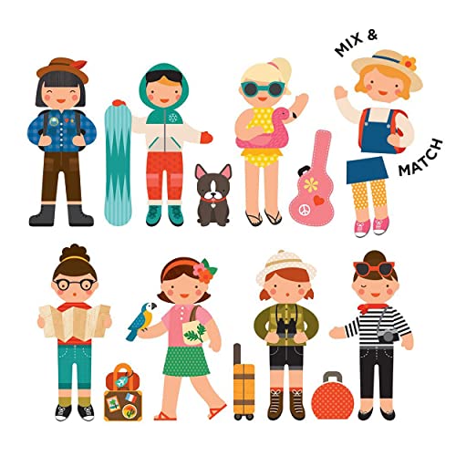 Petit Collage Magnetic Play Set, Little Travelers – Mix & Match Magnetic Game Board, Ideal for Ages 3+ – includes 2 Magnetic Scenes and over 25 Magnet Pieces, Ideal Travel Activity for Kids
