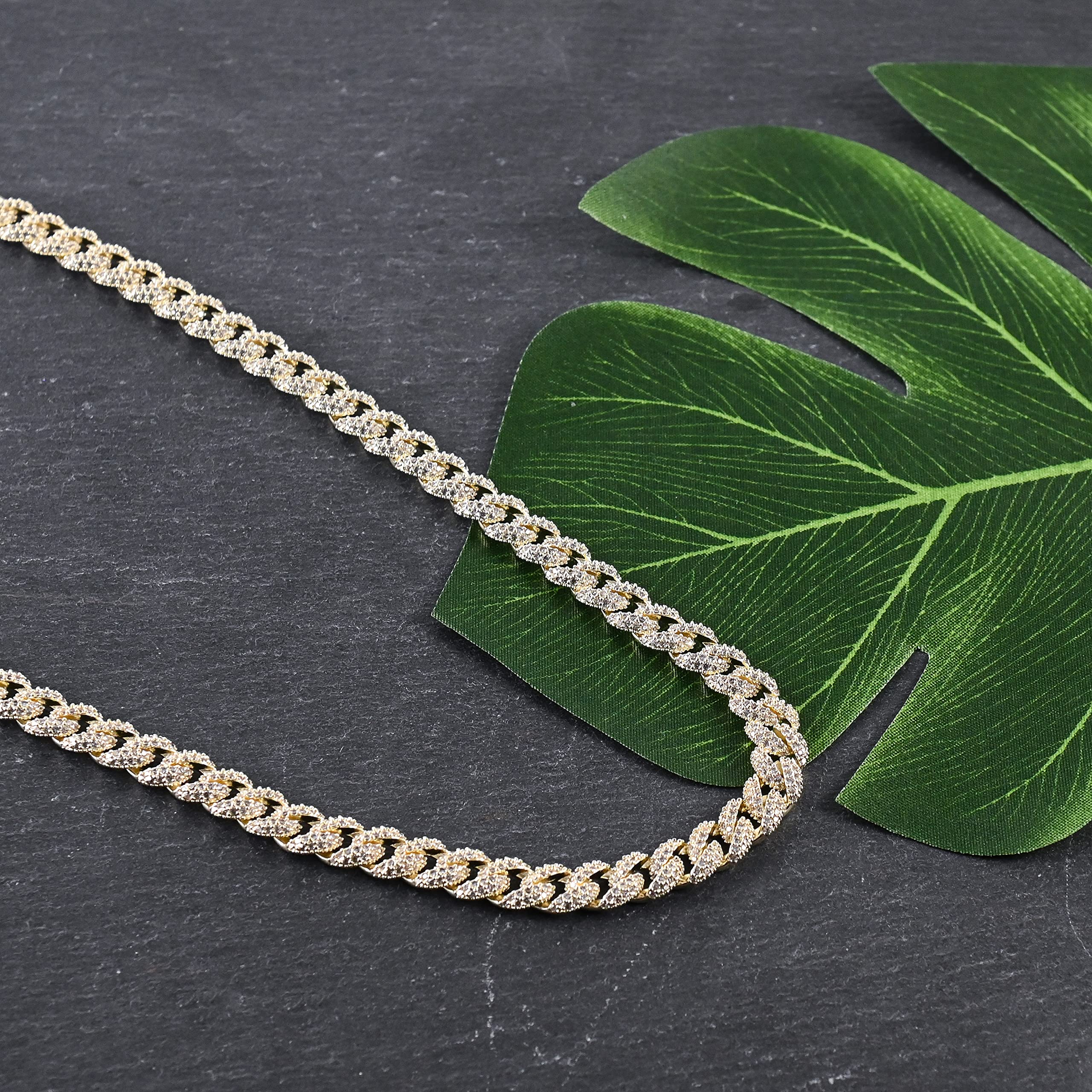 The GLD Shop 12MM Diamond Cuban Necklace, 22" - Gold