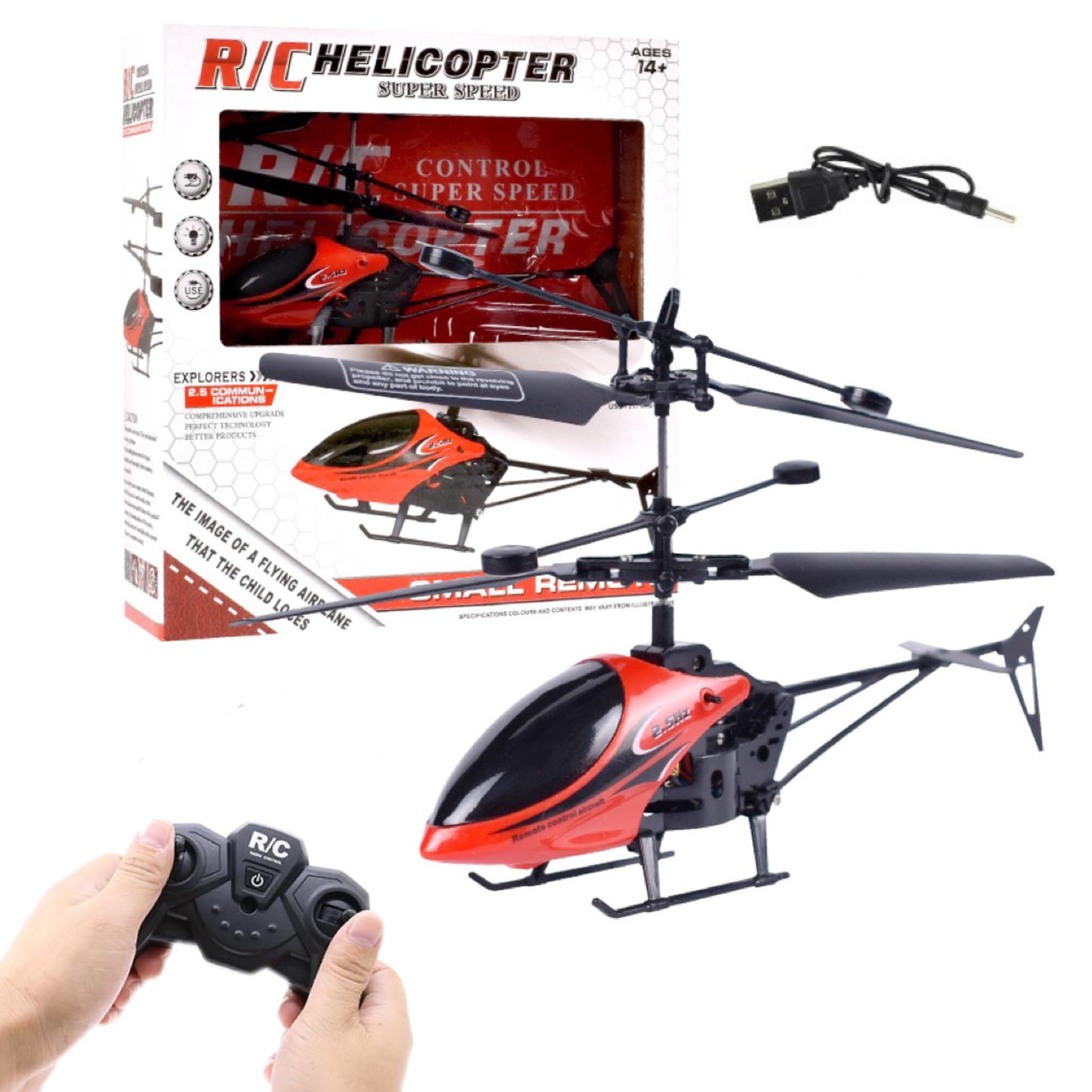 MINADCIN 2-Channel RC Helicopter - 2.4 GHz with Gyro Stabilizer and Searchlight, One-Piece Takeoff/Landing, High/Low Speed - Indoor Flying Toy for Boys, Children, and Beginners