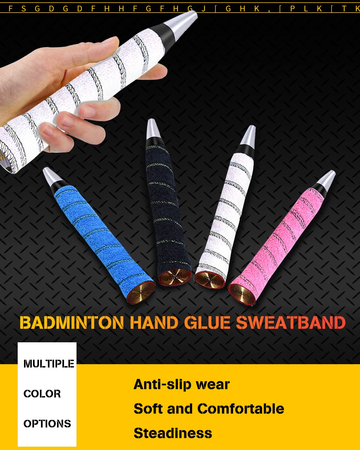 Toweling Racket Overgrip, Super Absorbent Cotton Towel, Skid Resist Absorb Sweat Grip Tape, Handles Protection for Tennis Badminton Racquetball Squash Baseball