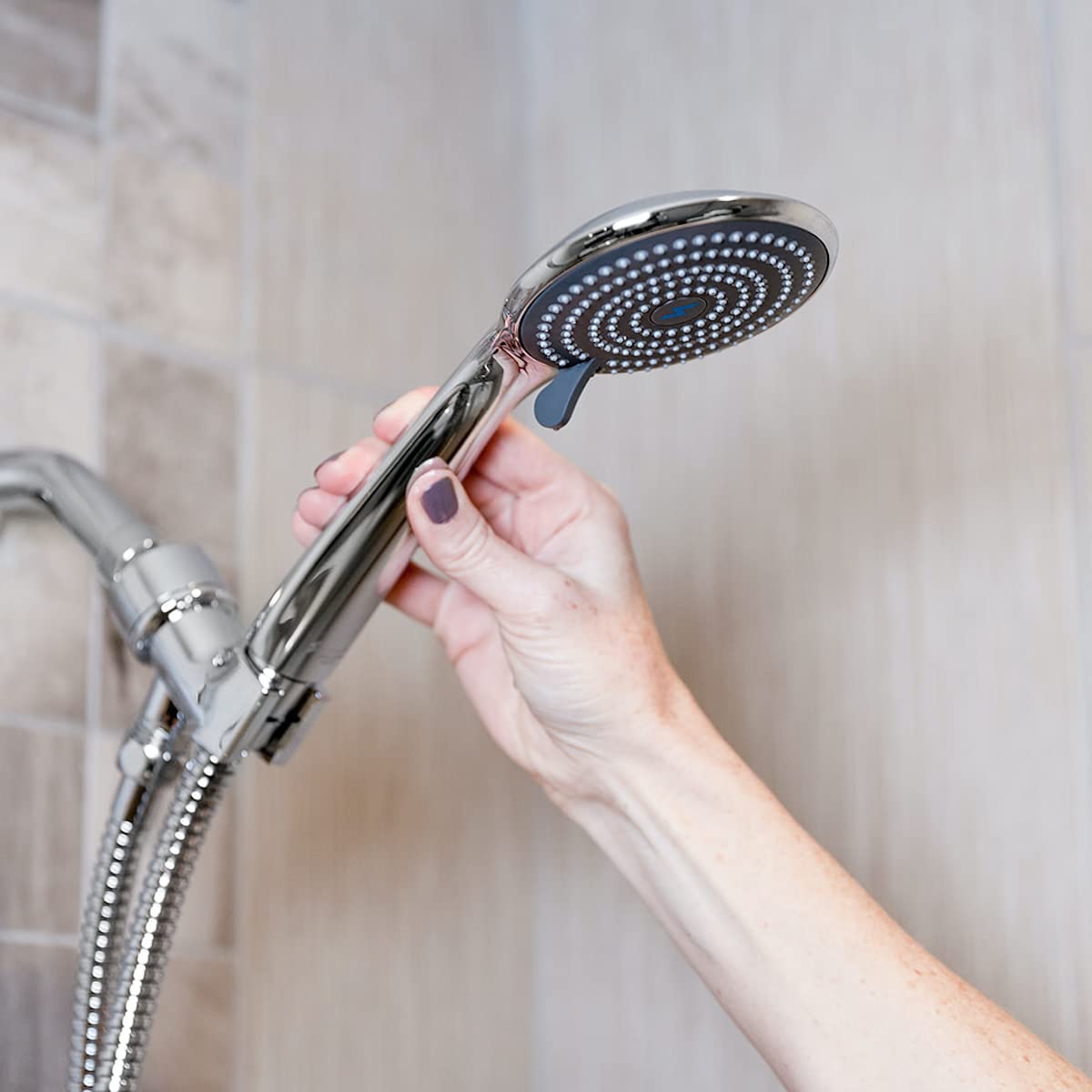 SparkPod High Pressure 3-Function Handheld Shower Head with 5 ft. Hose and Bracket - 3.75" Wide Angle Rain, Massage & Full Body Spray Modes - 1-Min Installation (Luxury Polished Chrome)