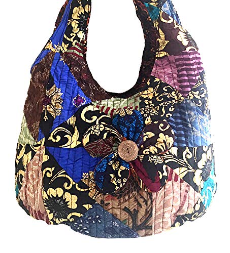 OMA® Multi Color Boho Bohemian Hippy Shoulder Sling Purse Hand Bag With Brocade FEDERAL (TM) BRAND