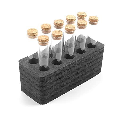 Polar Whale Test Tube Rack Durable Black Foam Storage Holder Organizer Stand Transport Holds 10 Tubes Fits up to 25mm Diameter