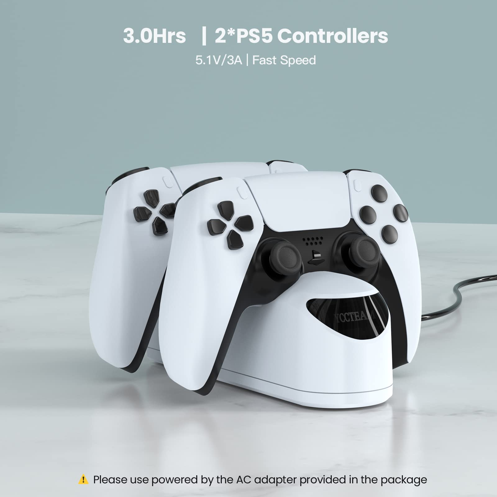 PS5 Controller Charging Station,YCCSKY Dual Stand Charger Dock for Playstation 5 Dualsense Controller