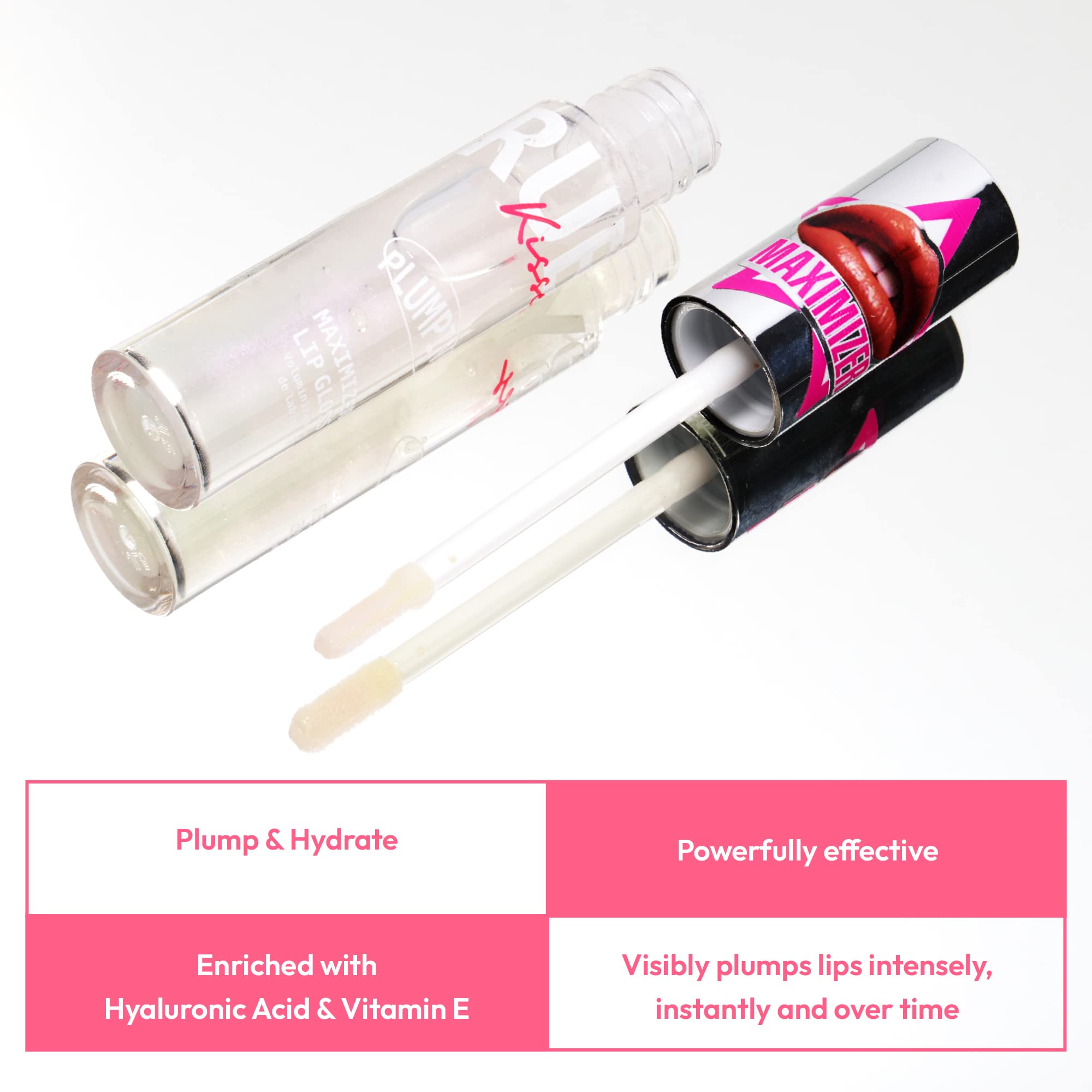 Ruby Kisses Plumping Lip Gloss โ Hydrating, Voluminous, High-Shine, Cruelty-Free Lip Plumper, Smoothing, Instinct Lip Maximizer, 4 Colors, 0.15 FL oz. (CLEAR)