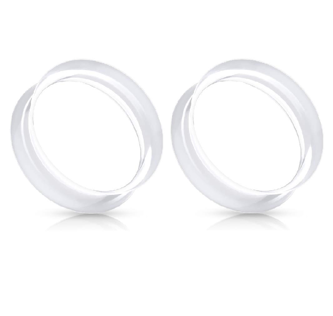 Pierced Owl Clear Ultra Thin Silicone Double Flared Saddle Tunnels, Sold as a Pair (16mm (5/8"))