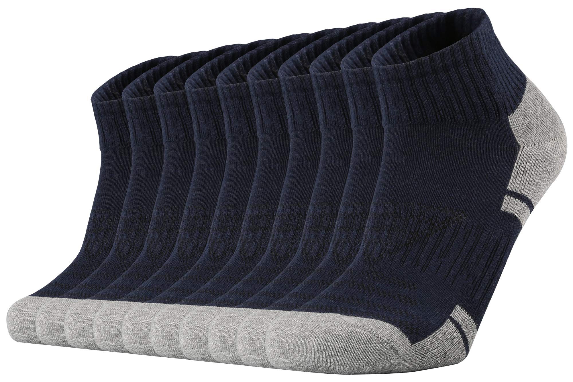 Ortis Cotton Moisture Wicking Mesh Ventilating Running Cushion Low Cut Socks for Men 10 Pack(Nave Blue XL)