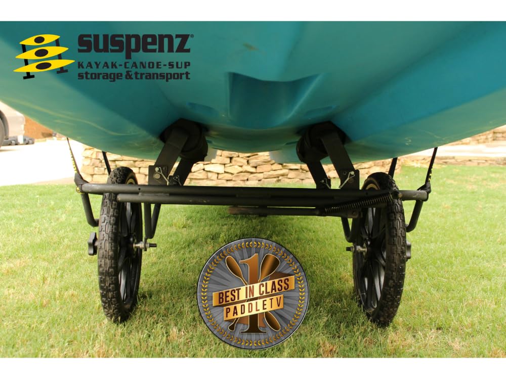 Suspenz Kayak Canoe Transport Cart, All-Terrain Super Duty Trolley Carrier with No-Flat Airless Wheels and Kickstand, 300 lb Load Capacity, Black (22-9908)