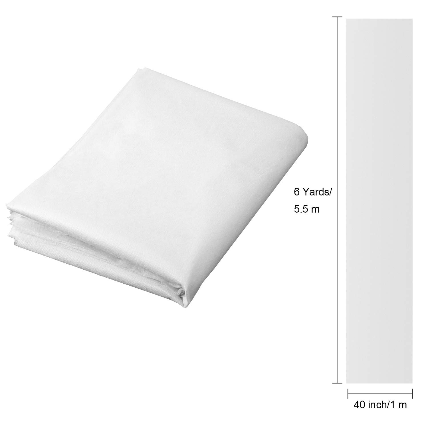 Non-Woven Fusible Interfacing Polyester Interfacing Fabric Single-Sided Iron on Interfacing for DIY Supplies (White, 40 Inch x 6 Yards)