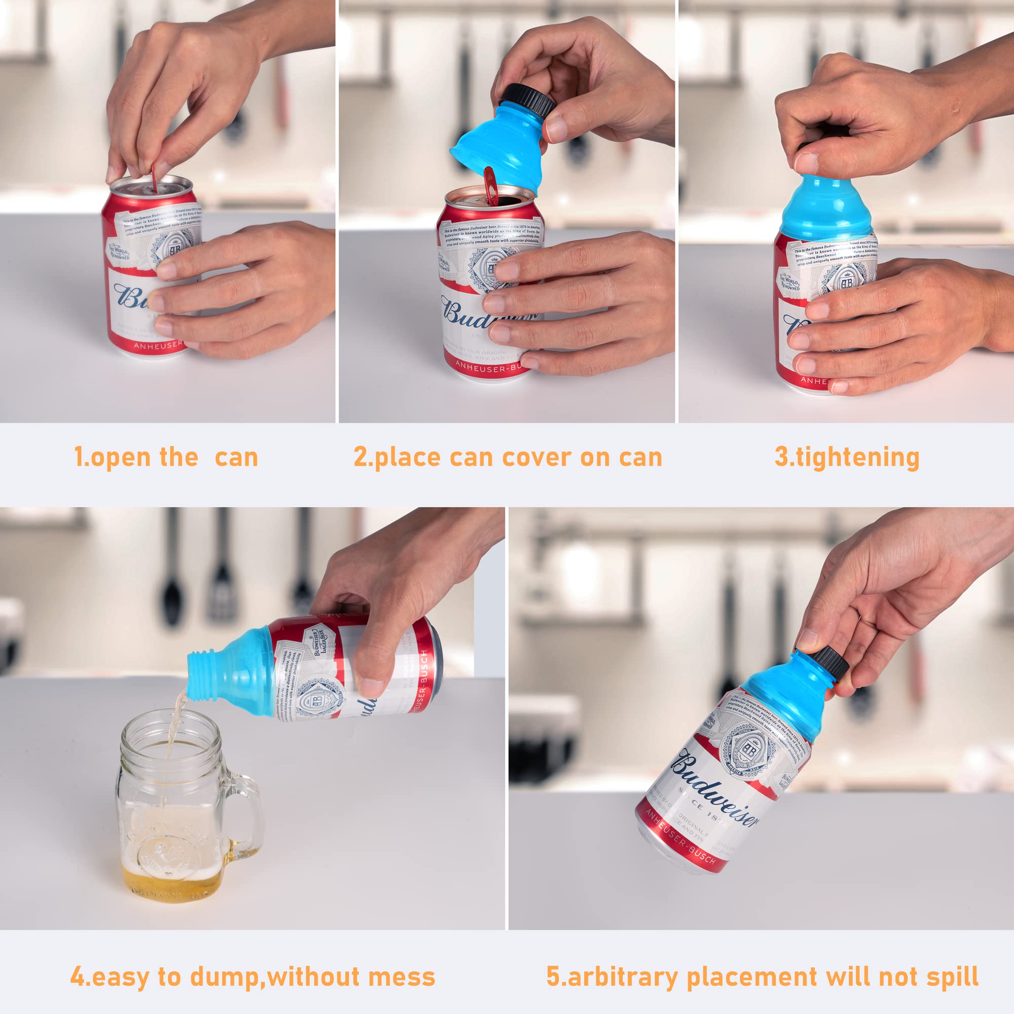 Soda Can Lids, WATSABRO 10 Pcs BPA-Free Can Covers for Soda Suitable for Carbonated Drinks, Beer, Energy Drinks, Other Canned Beverages. Reusable Pop Can Lid for Picnic/Beach/Family Gathering/Party