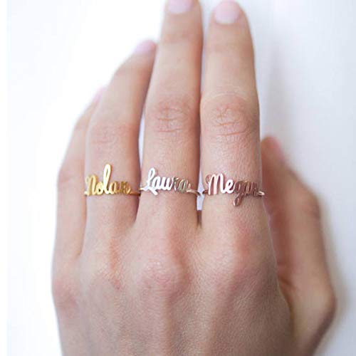 Pullan Personalized 925 Sterling Silver Name Ring Customize One, Two, Three Names Promise Ring for Women