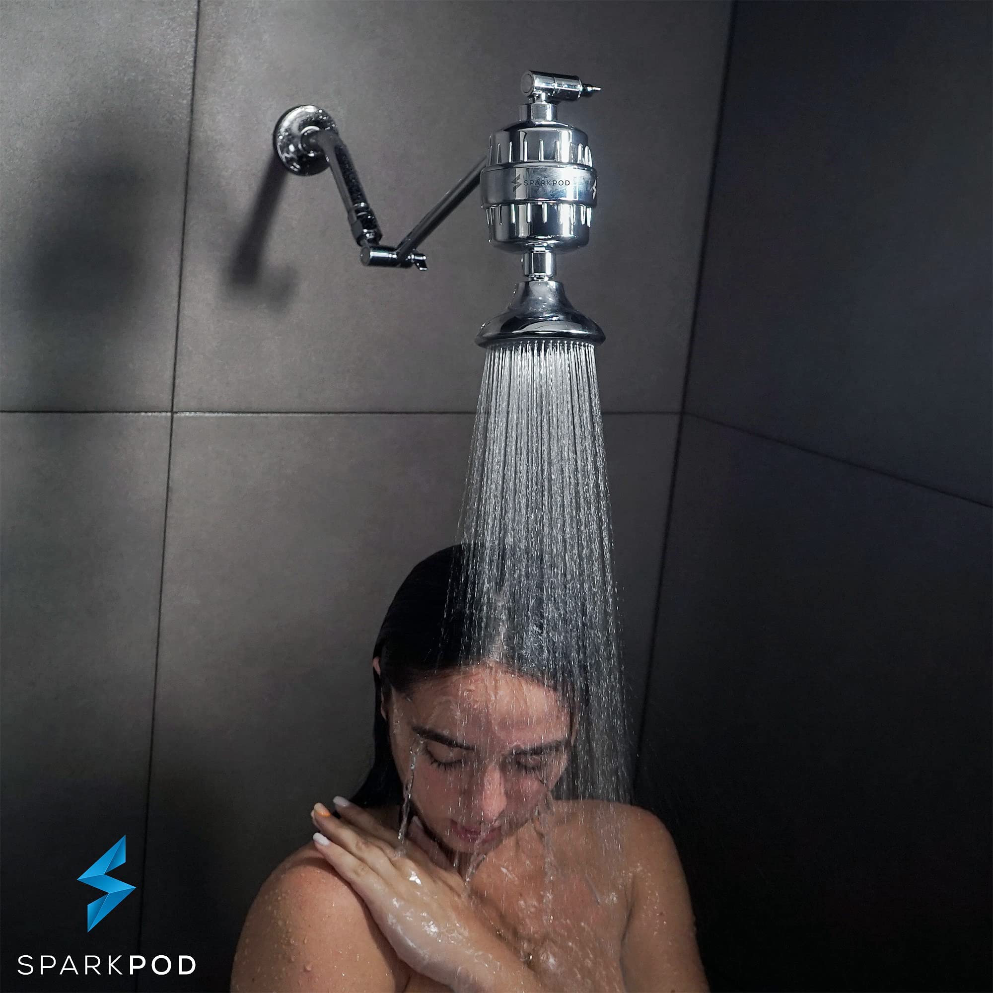 SparkPod High Output Shower Filter Cartridge- Suitable for People with Sensitive and Dry Skin and Scalp, Filters Chlorine and Impurities | 1-min install (Standard, 3 pc)