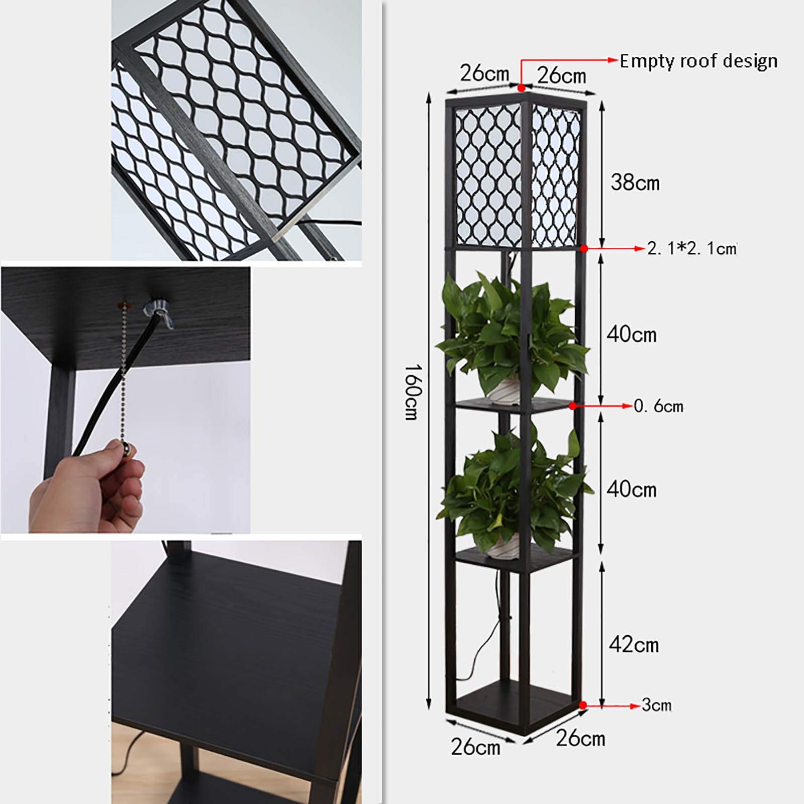 Ming Liang Floor Lamps, Modern Shelf Floor Lamp, Skinny End Table Tall Pole Lamp, Corner Storage Standing Bookshelf Lamp, Modern Standing Pole Light