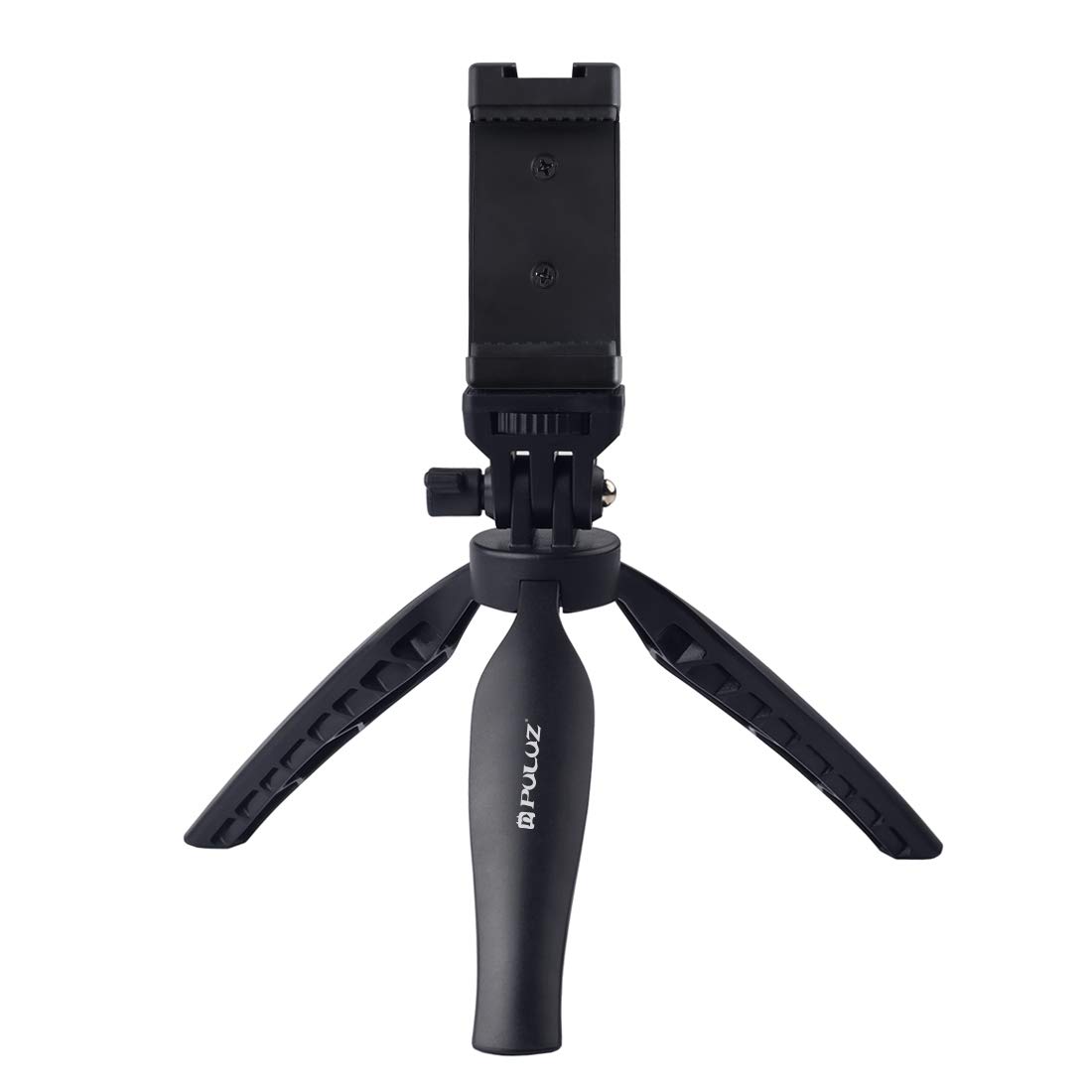 PULUZ Cell Phone Tipod Monunt Holder Bracket Desk Plastic Tripod Mount with Phone Clamp & Adjusting Tripod Head for Actions Camera Smartphone Mini Tripod Stand