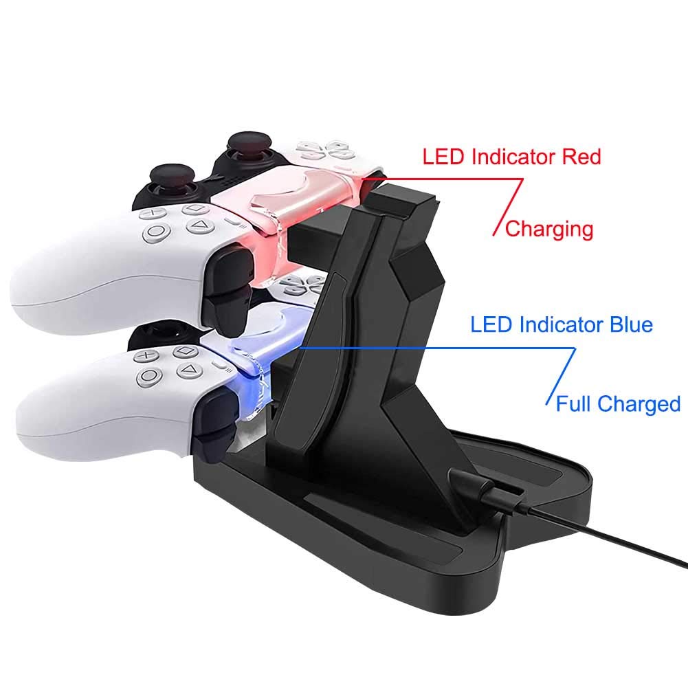 PS5 DualSense Controller Charger, Aosai Playstation 5 Controller Charger Charging Docking Station Stand.Dual USB Fast Charging Station & LED Indicator for Sony PS5 DualSense Controller (Black)