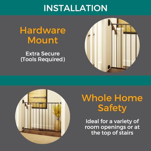 North States MyPet Windsor Walk Thru Pet Gate: 28.68" - 47.85" Wide Dog Gate. Hardware Mount, Dog Gates for the house, Cat Gate for Doorway. 31" Tall, Matte Bronze