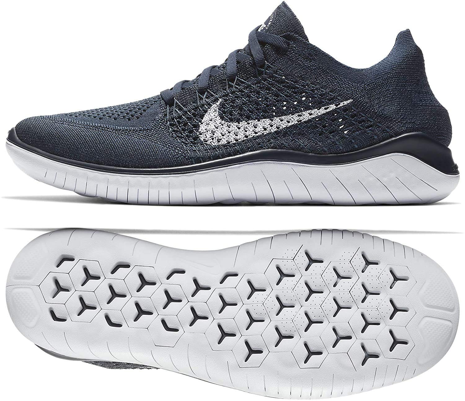 Nike Mens Free RN Flyknit 2018 942838 400 - Size 10 Navy/White