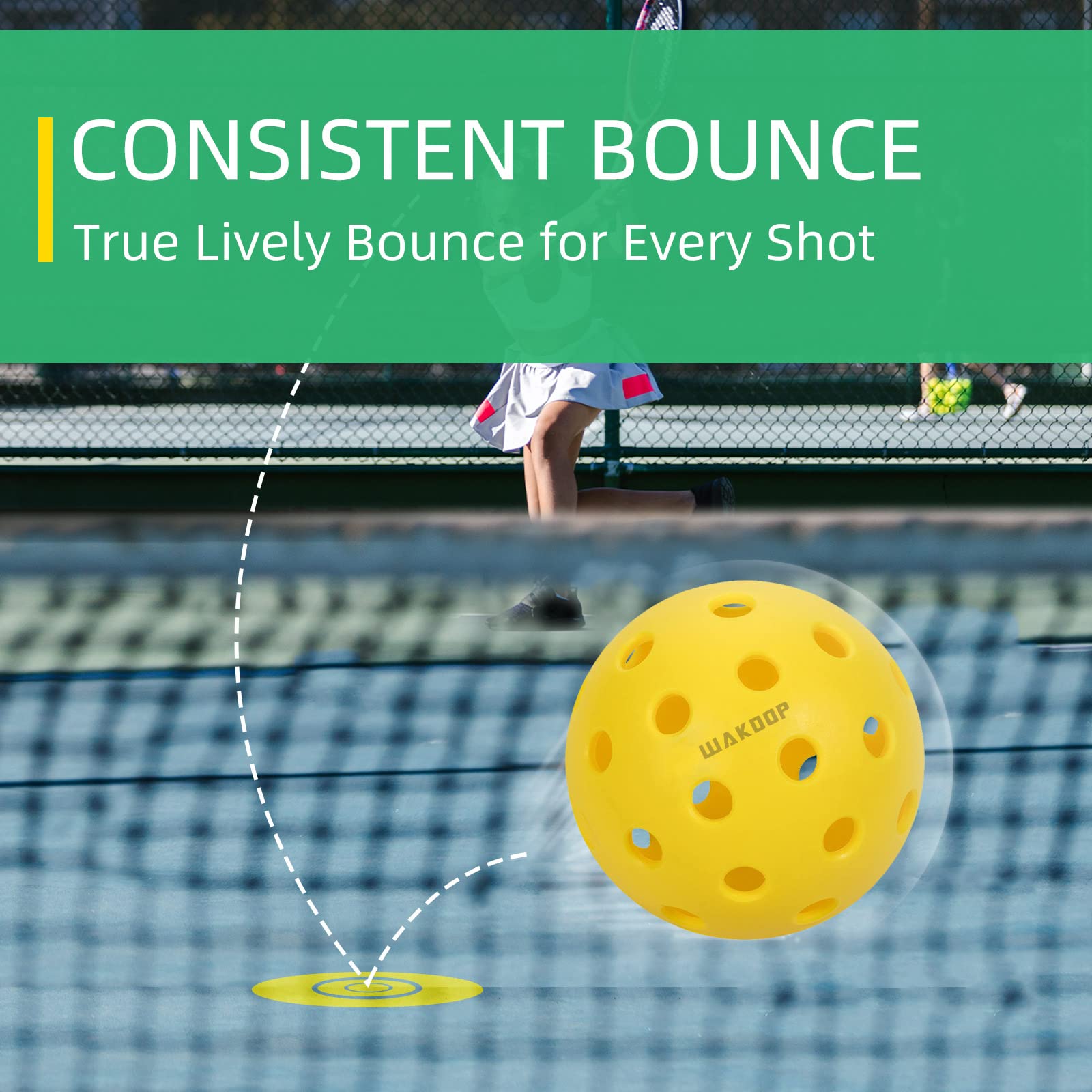 wakdop Outdoor Pickleball Balls, High Elasticity Pickle Balls for Outdoors and Indoor Courts, 40 Precisely Drilled Holes 6 Packs Yellow