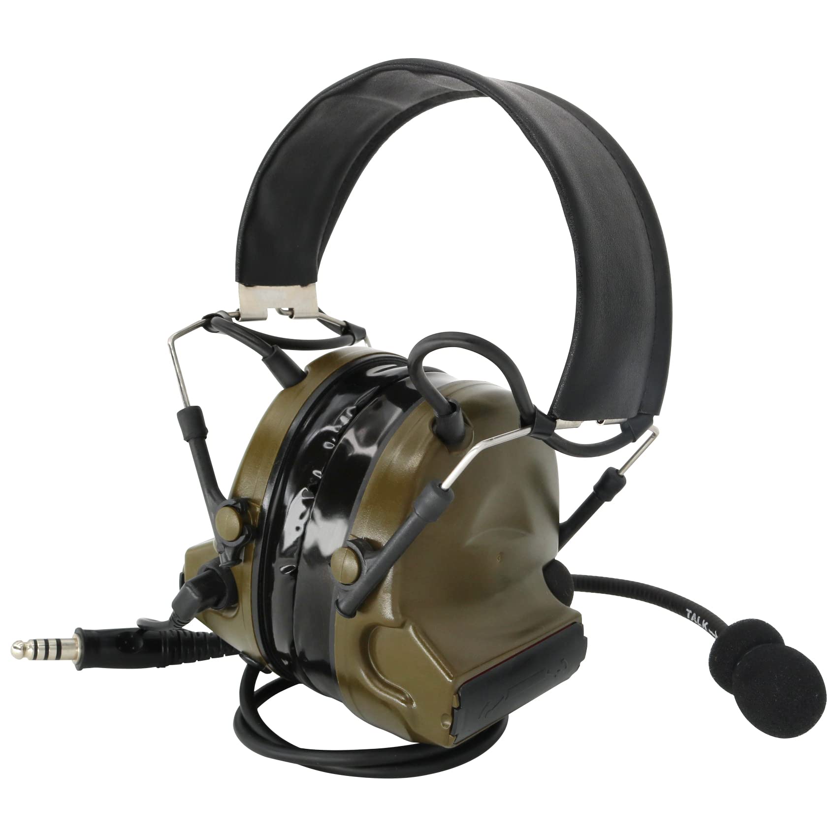 TSVISIONCORE Tactical Headset COMTA 2&U94 PTT 2pin with Silicone earmuffs,Microphone Sound Amplification Airsoft (Green)
