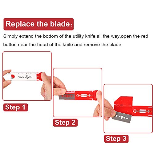 UCEC Box Cutter Retractable, Utility Knife Handy Boxcutter Auto Retractable Paper Knife with Scale, Pocket Box Cutter Cardboard Cutter for Packages, Boxes and Paper -6PCS