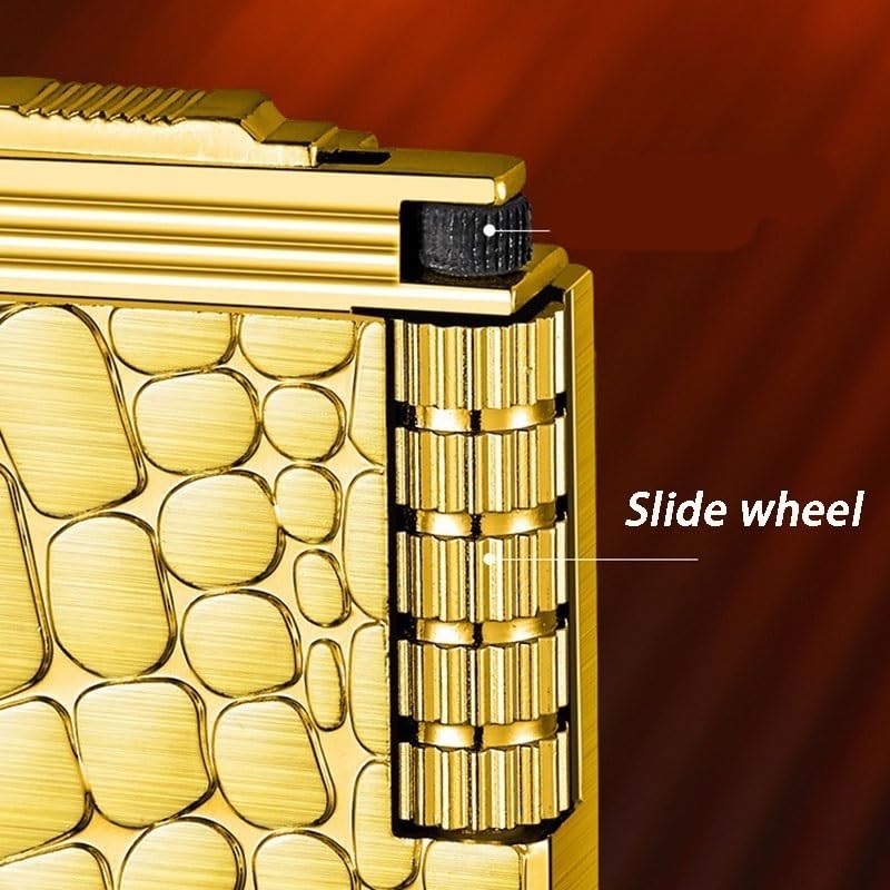 New Butane Lighter, Flip Cap Design, Side Slide Ignition, Reusable, Easy to Carry, Suitable for Boyfriend, Girlfriend, Father's and Daily Necessities. (Color : C3)
