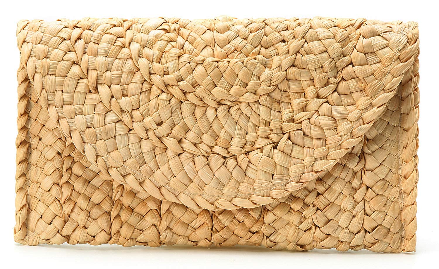 Straw Clutch Bags for Women Straw Purse Summer Beach Bags Envelope Wallet Woven Handbags Envelope Wallet (Light-Khaki)