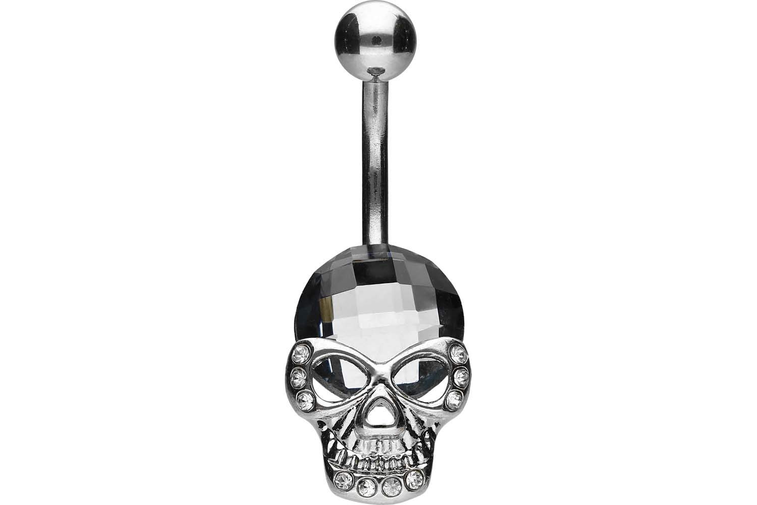 PIERCINGLINE 316L Surgical steel belly button ring with brass design SKULL 14G Navel Ring Belly Piercing