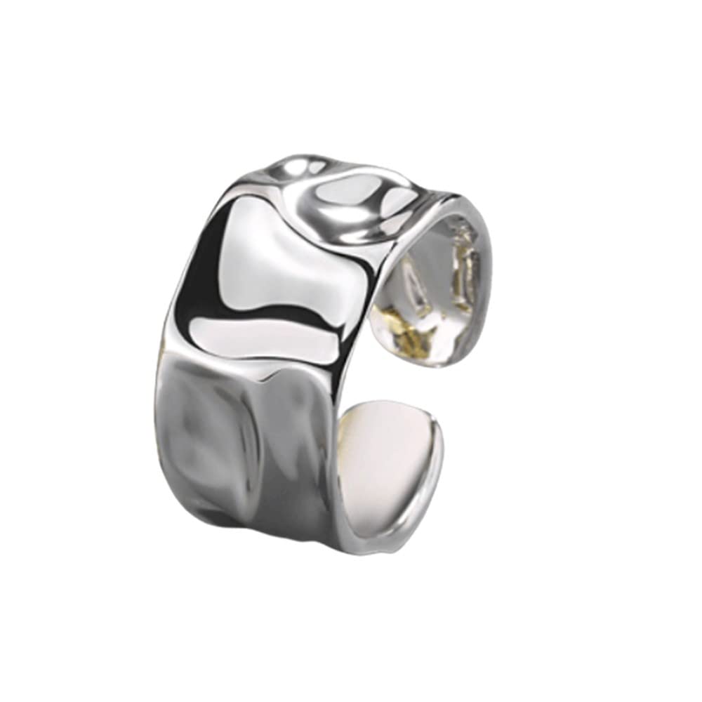 Vintage Cool Irregular Gold Silver Chunky Statement Rings Gold Plated Band Rings for Women Girl-Silver