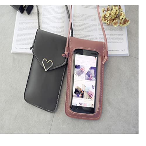 WYFDP for Women Touch Screen Cell Phone Purse Smartphone Wallet Shoulder Strap Handbag PU Leather Casual Solid Crossbody Bags (Color : E, Size : 1ps)