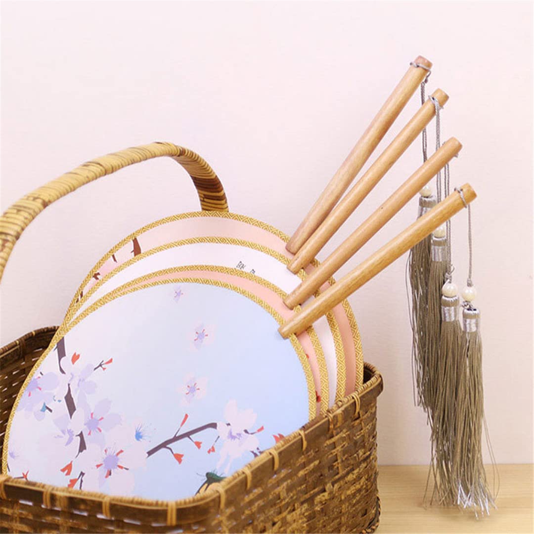 Vintage Flower Lotus Leaf Round Cloth Lady Hand Fan Chinese Style Portable Fan for Wedding Dance