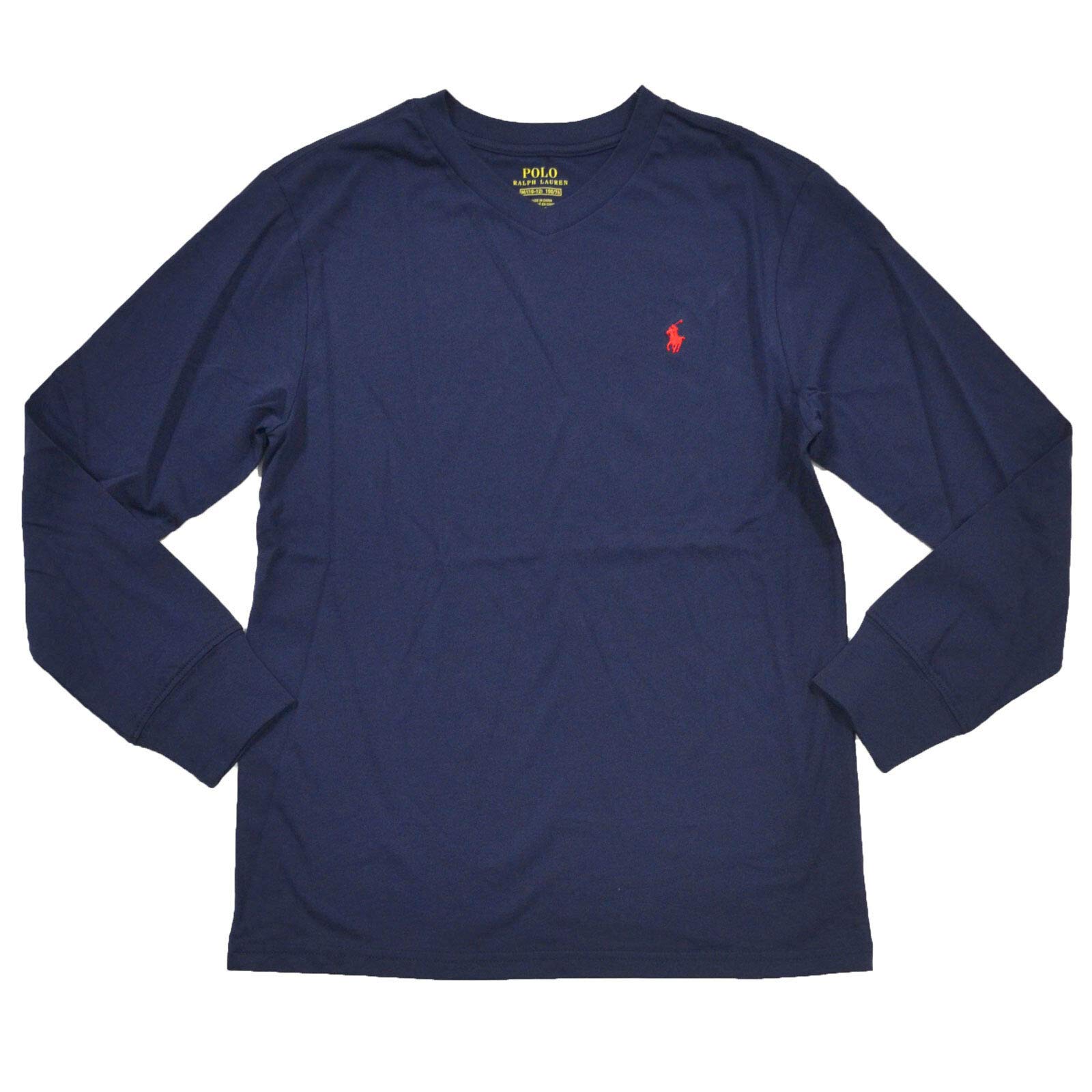 Polo Ralph Lauren Boys Long Sleeve T-Shirt (Medium, Navy)