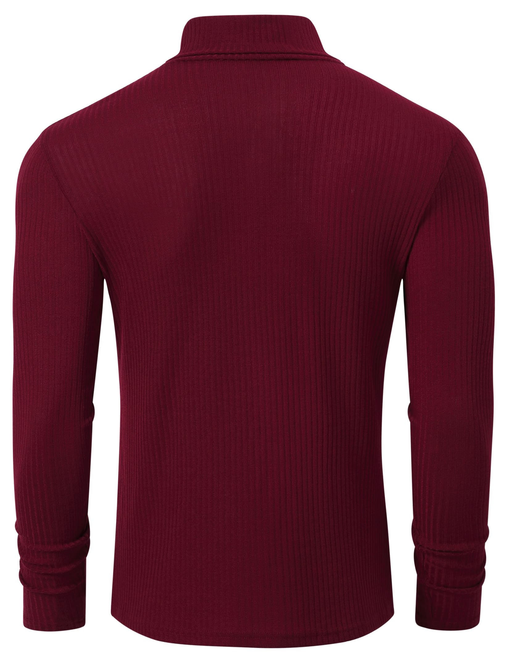 TURETRENDY Men's Stretch Muscle Tshirts Turtleneck Long Sleeve Knit Tees Casual Slim Fit Basic Shirt Tops Red S
