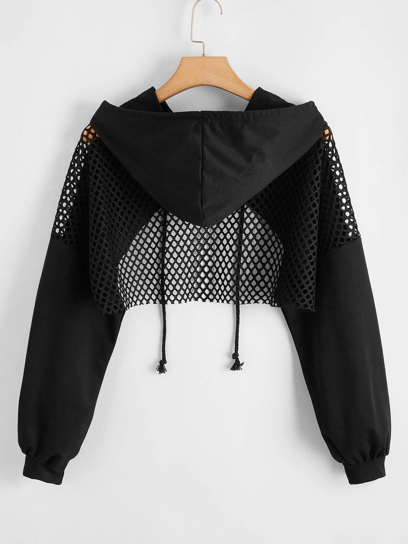 SweatyRocks Women's Casual Solid Cut Out Front Long Sleeve Pullover Crop Top Sweatshirt Solid Black 3XL