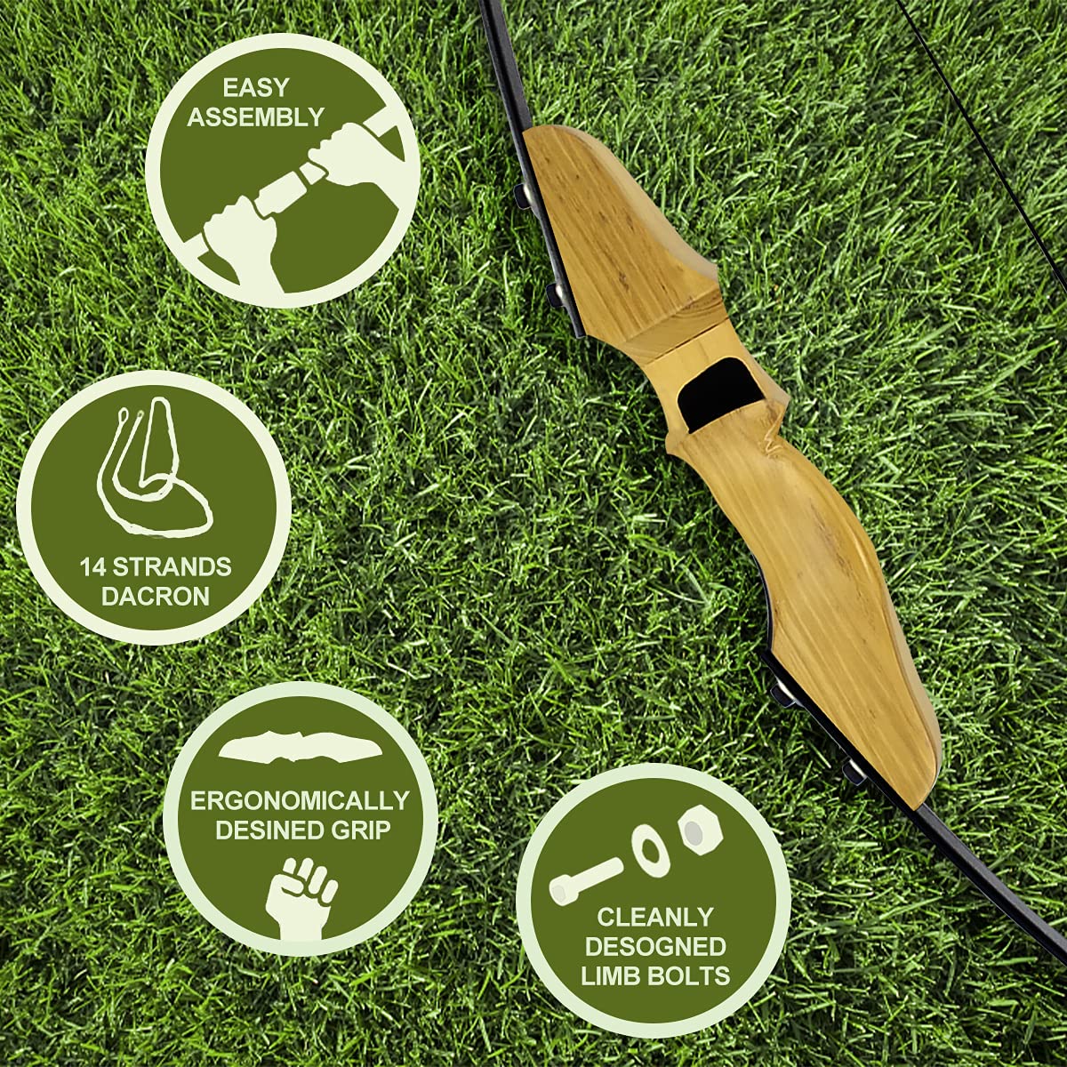 Recurve Bow and Arrow for Adults with 18 Arrows - Archery Bows Set for Beginner with Quiver 5 Target Faces Arm Guard Finger Saver, Takedown Longbow Kit Right Handed for Outdoor Shooting Training