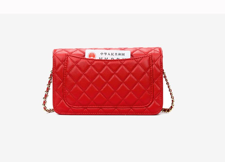 Vintage Leather Shoulder Bag Women's Crossbody Tote - Red
