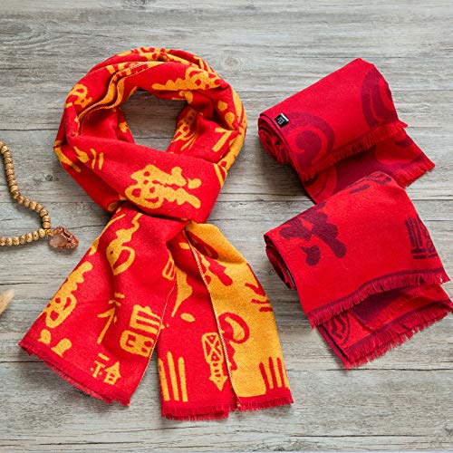 Red China Red Annual Meeting Scarf Wholesale Exquisite Autumn and Winter Mulberry Silk Ping'an Fu Scarf