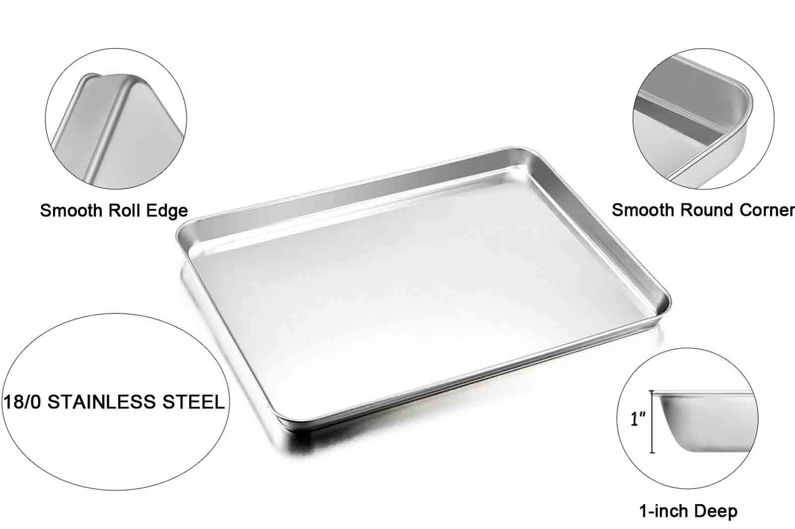 TeamFar Baking Sheet with Rack Set of 8, Cookie Sheet Baking Pans Stainless Steel Bakeware with Cooling Rack Set, Non Toxic & Healthy, Mirror Finish & Rust Free, Easy Clean & Dishwasher Safe